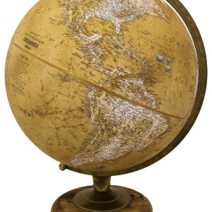 Replogle Morgan – Designer Series Globe, Old World Style Globe, Raised Relief, Charred Hardwood Base, Antique brass plated Semi-Meridian, Velvety texture ball (12"/30 cm diameter)