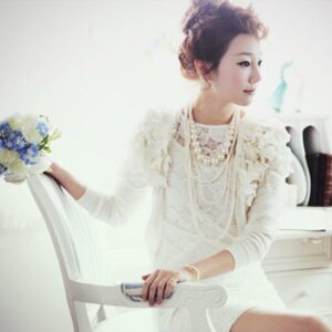 GRACE JUN Multilayer Strand Chain White Faux Pearls Flapper Beads Cluster Long Choker Necklace(White)