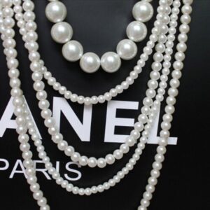 GRACE JUN Multilayer Strand Chain White Faux Pearls Flapper Beads Cluster Long Choker Necklace(White)