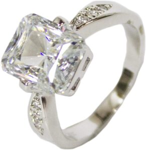 rs covenant women's rhodium plated dress ring large emerald cut cz 117 (9)