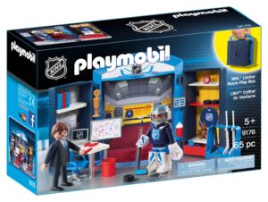 playmobil nhl locker room play box, blue