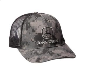 john deere men's standard digital camo and mesh cap embroidered, black, one size