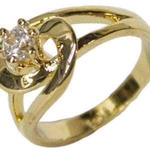 RS Covenant Women's 18 Kt Gold Plated Dress Ring Circle Cut CZ Solitaire 115 (6)