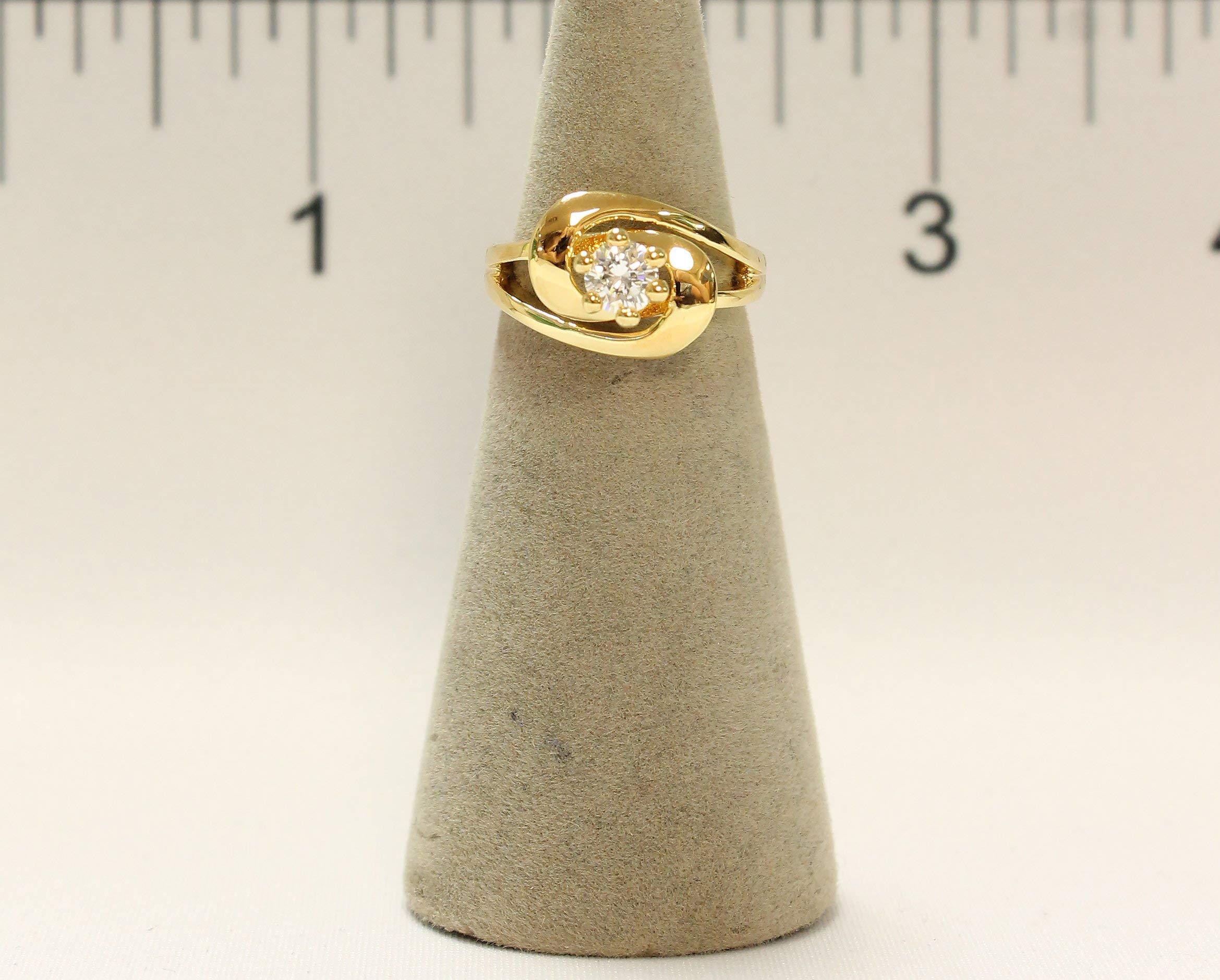 RS Covenant Women's 18 Kt Gold Plated Dress Ring Circle Cut CZ Solitaire 115 (6)