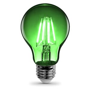 feit electric a19/tg/led 40w equivalent 4.5 watt dimmable filament clear glass a19 led light bulb, green