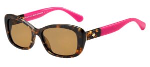 kate spade new york women's claretta polarized rectangular sunglasses, havana pink, 53 mm