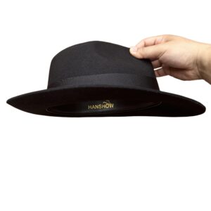 Classic Black Men's Wool Felt Godfather Gangster Mobster Gentleman Fedora Hat (L = 59cm (7 3/8))