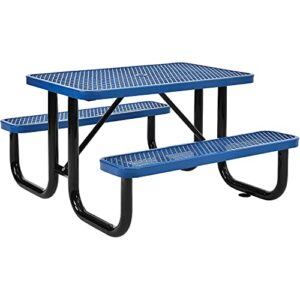 global industrial 4' rectangular expanded metal picnic table, 48" l x 62" w,blue