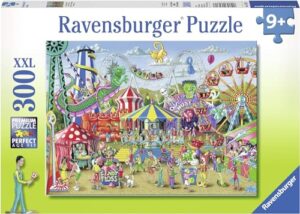 ravensburger fun at the carnival - engaging 300 piece jigsaw puzzle for kids | unique piece design | anti-glare surface | perfect skill-building game for toddlers and kids | model number: 13231