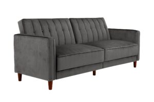 dhp pin velvet convertible sleeper sofa in gray