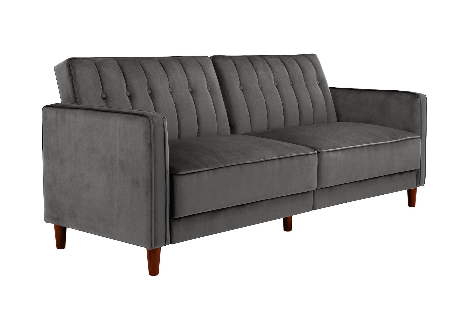 DHP Pin Velvet Convertible Sleeper Sofa in Gray