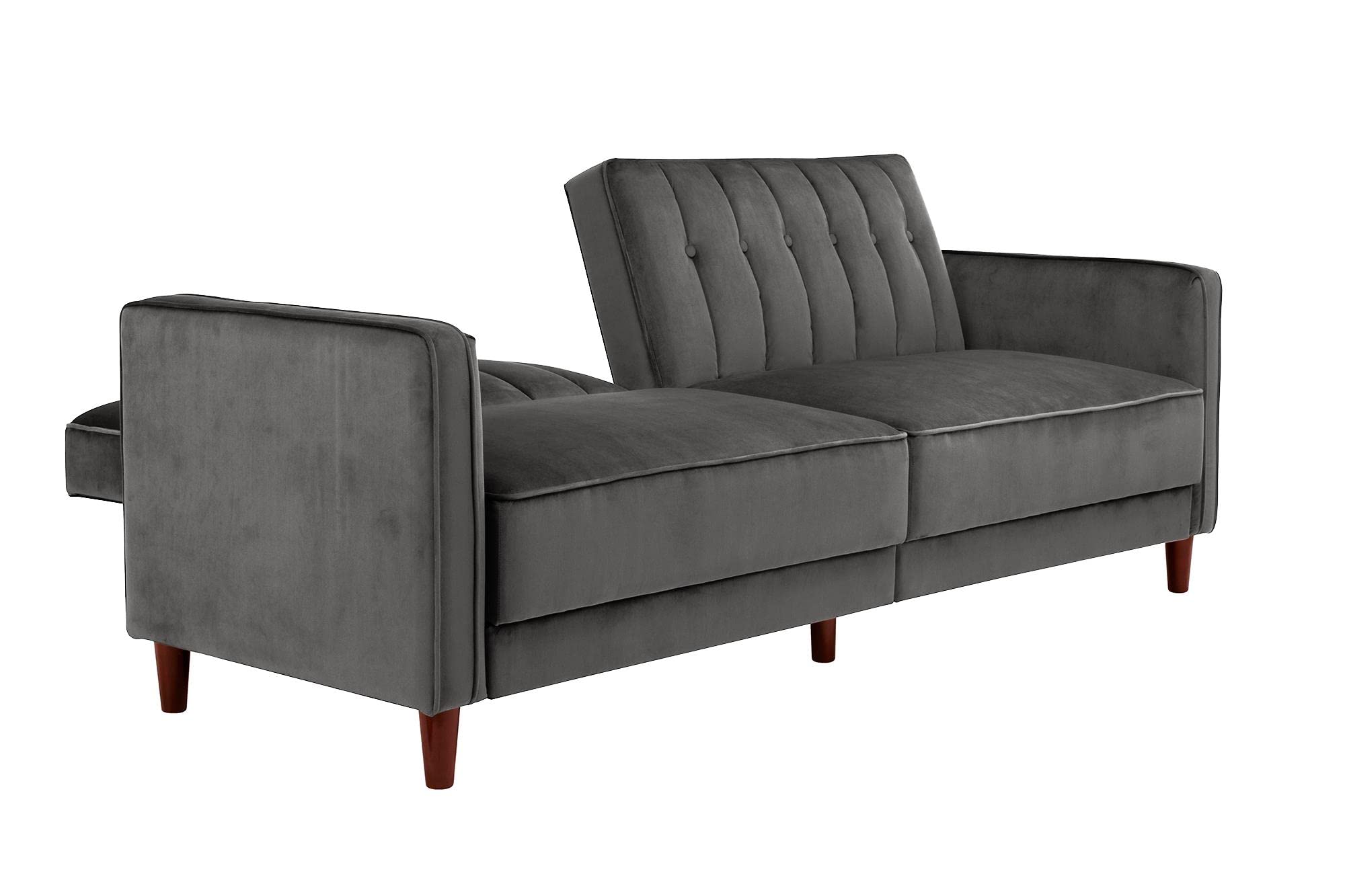 DHP Pin Velvet Convertible Sleeper Sofa in Gray