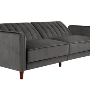 DHP Pin Velvet Convertible Sleeper Sofa in Gray