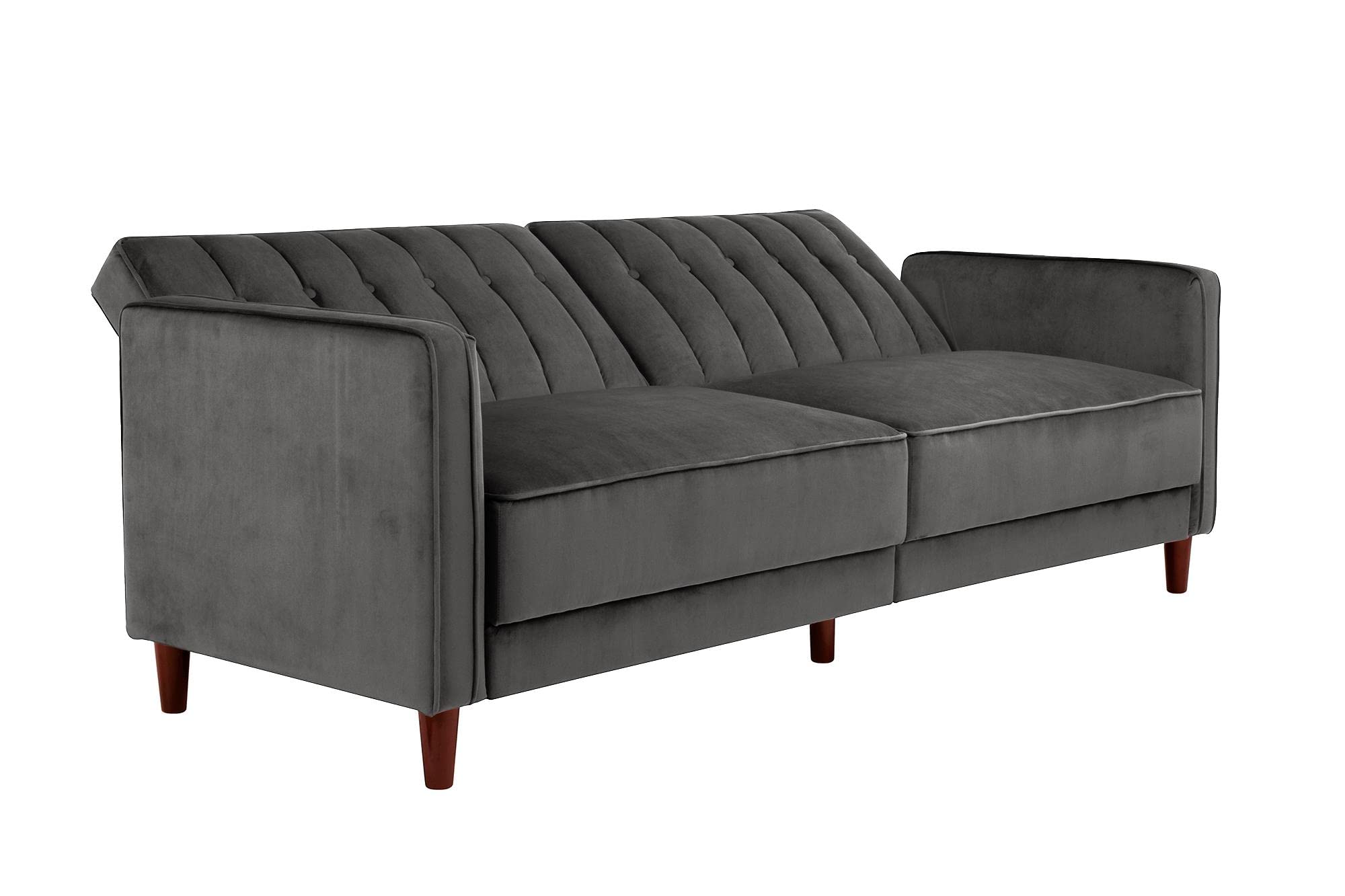 DHP Pin Velvet Convertible Sleeper Sofa in Gray