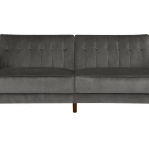 DHP Pin Velvet Convertible Sleeper Sofa in Gray