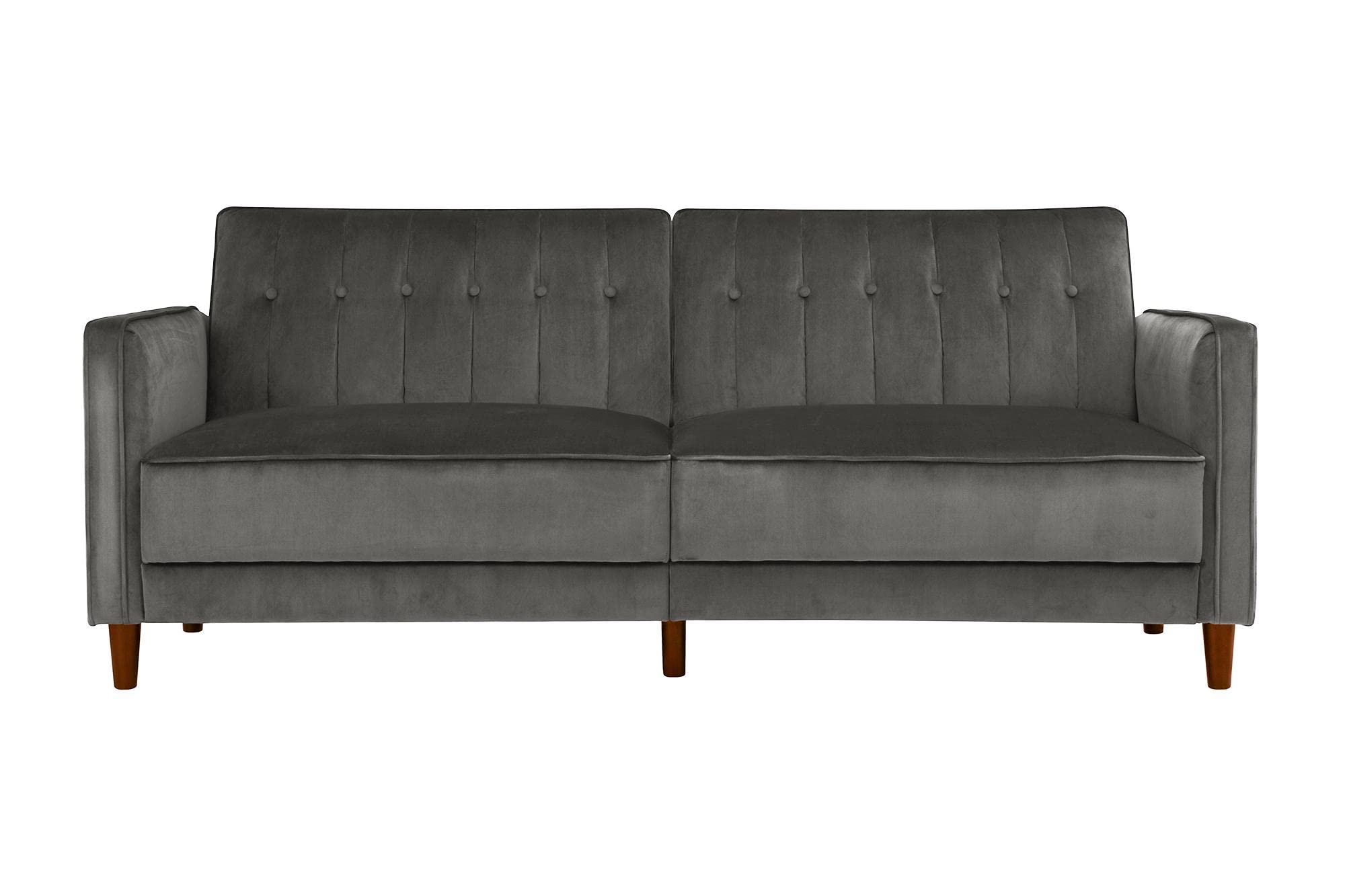 DHP Pin Velvet Convertible Sleeper Sofa in Gray