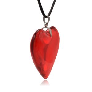 Clayton Jewelry Labs Large Red Semi-Transparent Solid Glass Heart Pendant Necklace (Large Red)