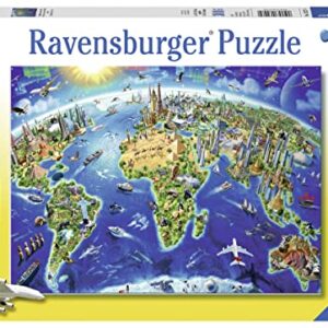 Ravensburger World Landmarks Map | 300-Piece Educational Jigsaw Puzzle for Kids | Unique Pieces | FSC Certified Materials