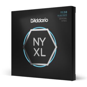 d'addario guitar strings - nyxl electric pedal steel guitar strings - nyxl1138ps - unrivaled strength, tuning stability, enhanced mid-range - for 10 string pedal steel guitars - 11-38 regular light e9