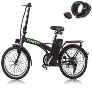 nakto electric bike electric city ebike for adults 250 assisted electric bicycle sport mountain bicycle with 36v 10a removable lithium battery ebike (black, 20“ 250w ebike)