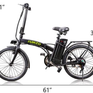 NAKTO Electric Bike Electric City Ebike for Adults 250 Assisted Electric Bicycle Sport Mountain Bicycle with 36V 10A Removable Lithium Battery ebike (BLACK, 20“ 250W EBIKE)