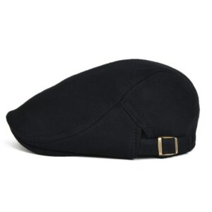 VOBOOM Men Newsboy Cap Cotton Flat Ivy Gatsby Driving Hat (Black)