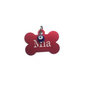 evil eye, evil eye dog id tag with free engraving (red)