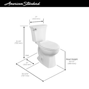 American Standard 204AA104.020 Edgemere Two-Piece Toilet, Elongated Front, Left-Hand Flush, White, 1.28 gpf