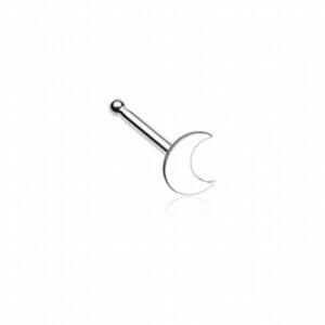 wildklass jewelry golden dainty crescent moon icon nose stud ring 316l surgical steel (silver)