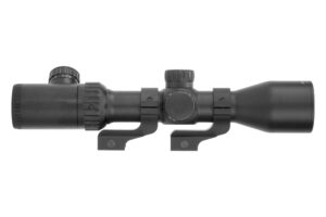 monstrum 3-12x42 ao rifle scope with illuminated mil-dot reticle and offset reversible scope rings | black