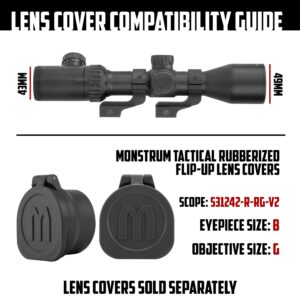 Monstrum 3-12x42 AO Rifle Scope with Illuminated Mil-Dot Reticle and Offset Reversible Scope Rings | Black