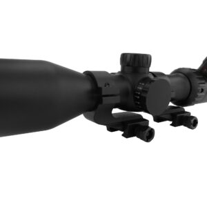 Monstrum 3-12x42 AO Rifle Scope with Illuminated Mil-Dot Reticle and Offset Reversible Scope Rings | Black