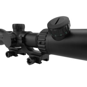 Monstrum 3-12x42 AO Rifle Scope with Illuminated Mil-Dot Reticle and Offset Reversible Scope Rings | Black