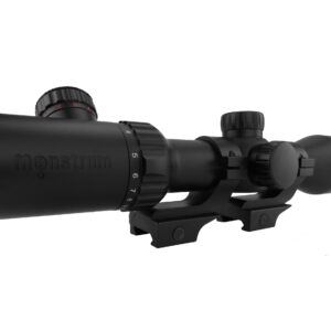 Monstrum 3-12x42 AO Rifle Scope with Illuminated Mil-Dot Reticle and Offset Reversible Scope Rings | Black