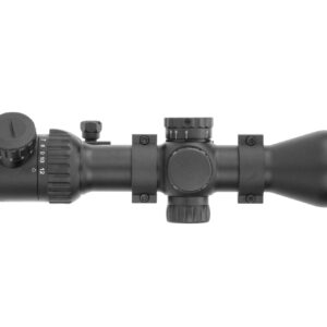 Monstrum 3-12x42 AO Rifle Scope with Illuminated Mil-Dot Reticle and Offset Reversible Scope Rings | Black