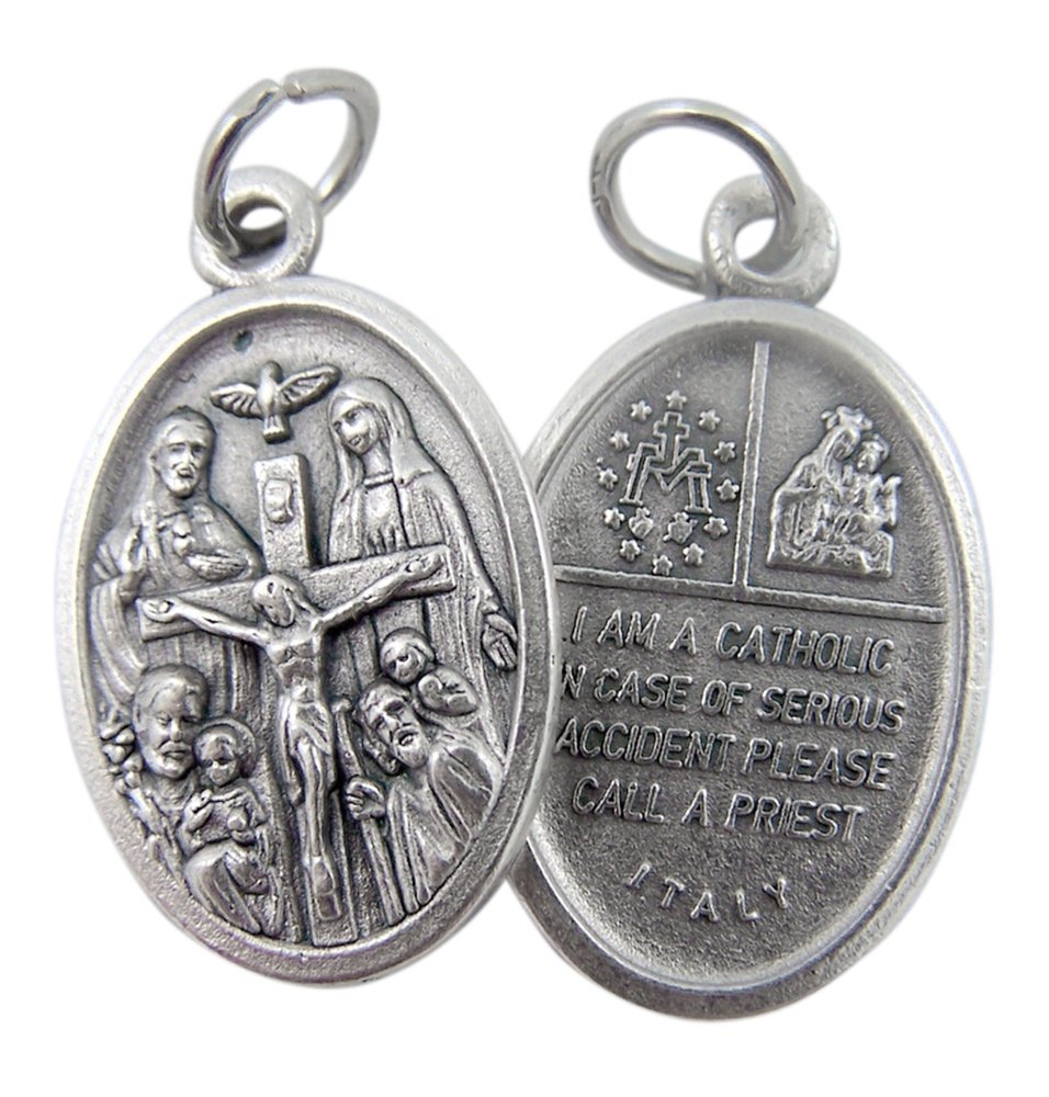 Religious Gifts Silver Tone Catholic 4-Way Scapular Medal with Cross and Dove, 3/4 Inch