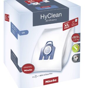 Miele GN HyClean Allergy XL 3D Vacuum Cleaner Dust Bags and SF-HA 50 HEPA AirClean Filter for Complete C2/C3, Classic C1, S400/S600/S800, S2/S5/S8 Vaccuum Cleaners, Pack of 8