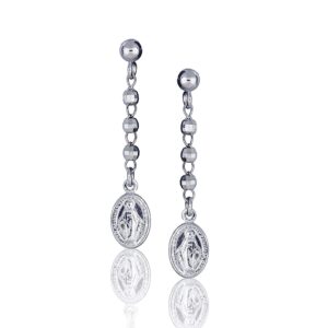 sterling silver virgin mary dangling rosary earrings