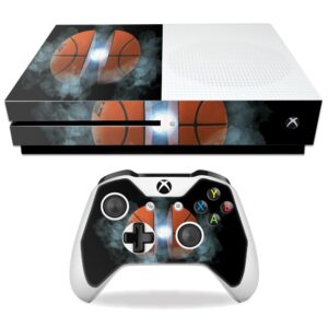 mightyskins skin compatible with microsoft xbox one s - basketball orb | protective, durable, and unique vinyl decal wrap cover | easy to apply, remove, and change styles | made in the usa