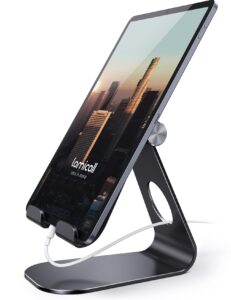 lamicall tablet stand adjustable, tablet holder : desktop tablet accessories holder dock compatible with 4-13" tablet such as ipad pro 11, 9.7, 10.5, air mini 2 3 4, kindle, nexus, e-reader, black