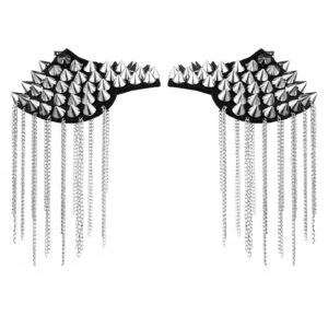 bestoyard fringe shoulder pieces rivet tassel chain epaulet shoulder boards badge uniform accessories (silver)