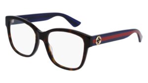 gucci frame (gg-0038-o 003) optyl dark havana - glitter blue