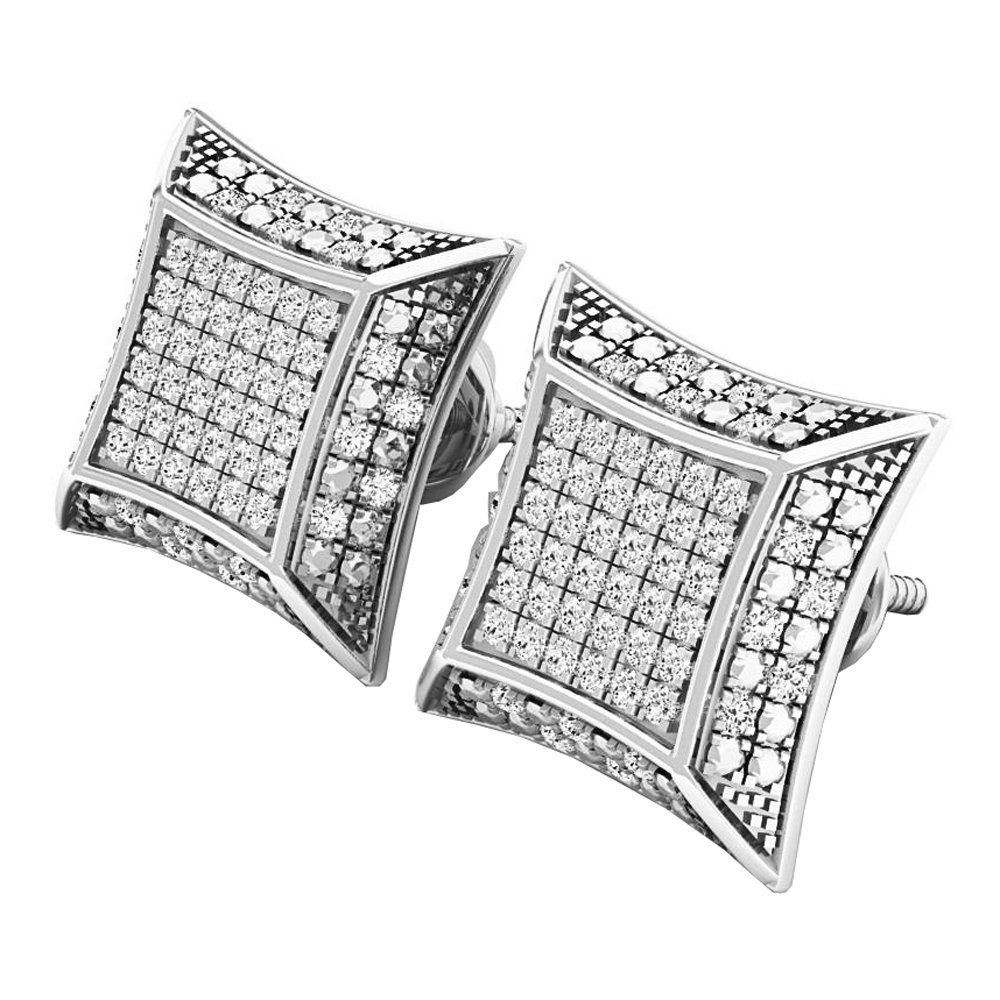 Dazzlingrock Collection 0.30 Carat (ctw) Round Diamond Micro Pave Setting Kite Shape Stud Earrings 1/3 CT, Sterling Silver