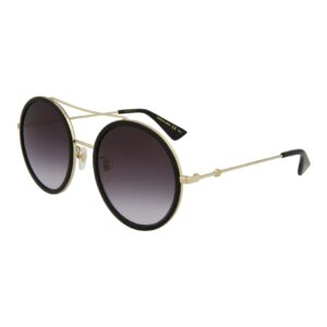 Gucci Casual Rectangular Sunglasses, Gold (Gold/Grey), 56