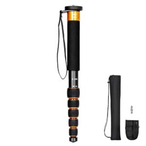 koolehaoda 6-section monopod compact portable photography aluminum alloy unipod stick, max. load 10kg / 22lbs, folding size is only 15-inch(k-266 orange)