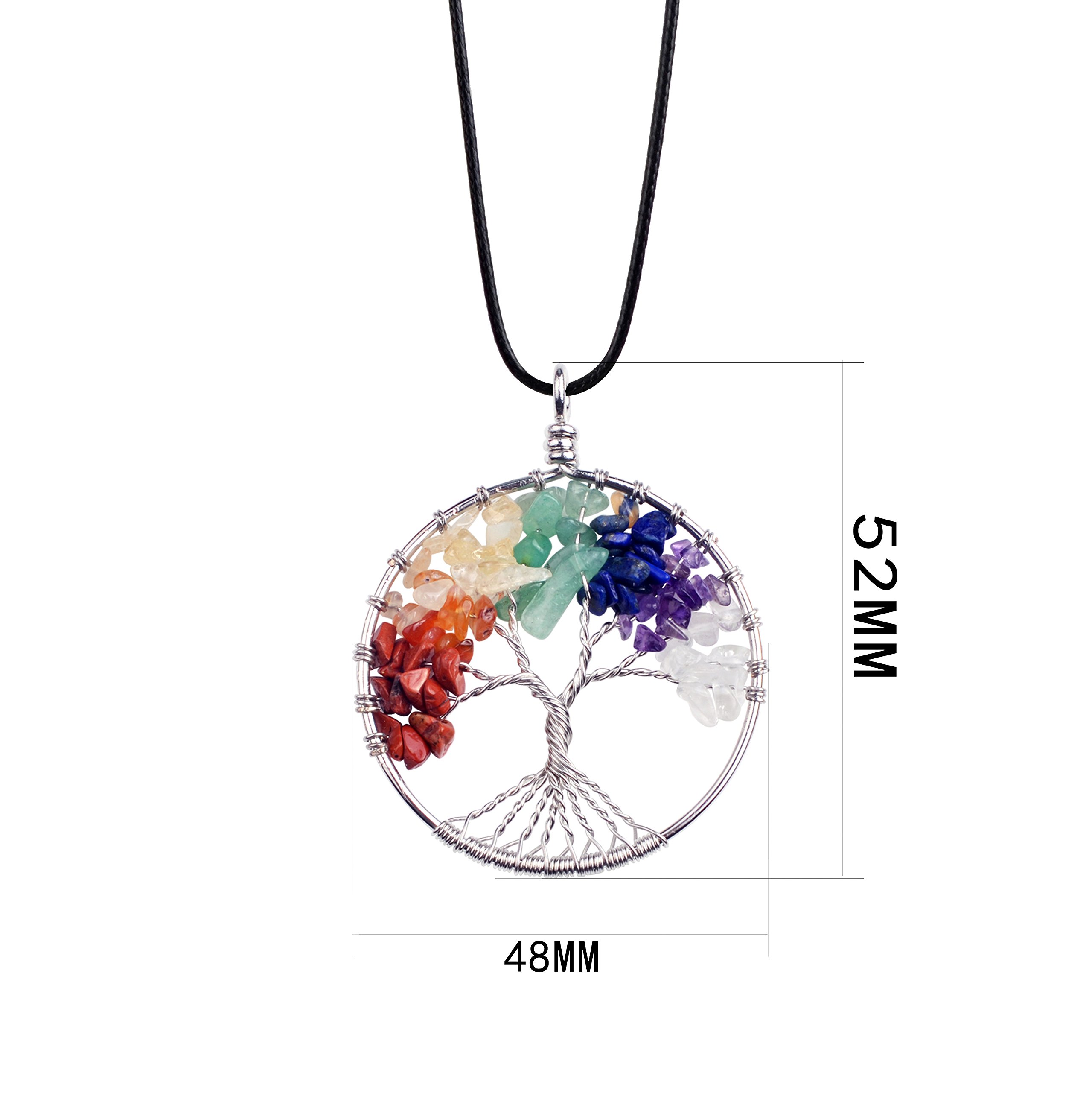 JOYA GIFT Women Keychian 7 Chakra Tree of Life Natural Crystal Pendant Keyring