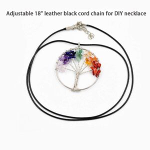 JOYA GIFT Women Keychian 7 Chakra Tree of Life Natural Crystal Pendant Keyring