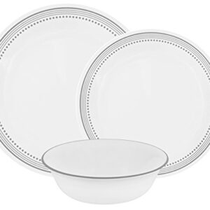 Corelle 1127003 Mystic Gray Chip & Break Resistant 12pc Dinner Set, Service for 4, Grey, 27.94 x 12.38 x 26.67 cm