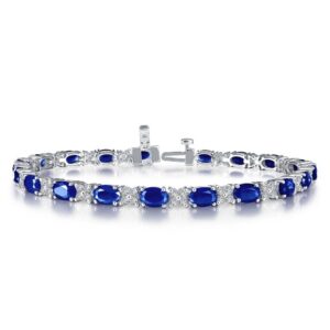 lafonn classic simulated sapphire bracelet, platinum-plated