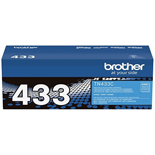 Brother Genuine High Yield Toner Cartridge, TN433C, Replacement Cyan Toner, Page Yield Up to 4,000 Pages, Amazon Dash Replenishment Cartridge, TN433, 1 Size